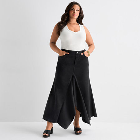 Click here for Ashley Graham Womens High Rise Long Denim Skirt  1... prices