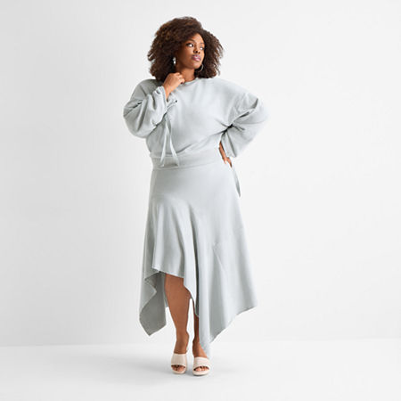 Click here for Ashley Graham Womens Plus High Low Asymmetrical Sk... prices