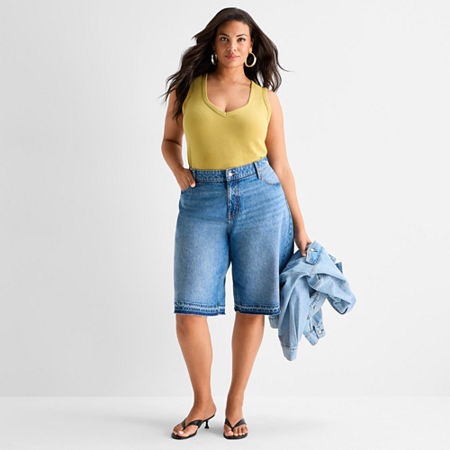 Click here for Ashley Graham Womens Plus 1 Pair Denim Short  20w... prices