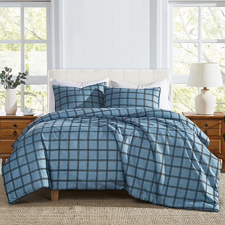 Click here for Cannon Luka Grid 3-pc. Easy Care Duvet Cover Set... prices