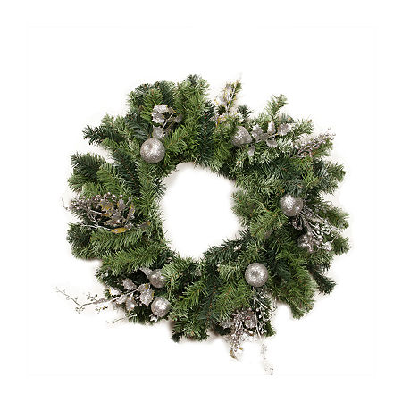 Click here for Silver Fruit and Leaf Artificial Christmas Wreath... prices