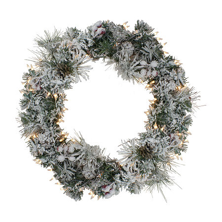 Click here for Pre-lit Heavily Flocked Berries and Pine Cones Art... prices