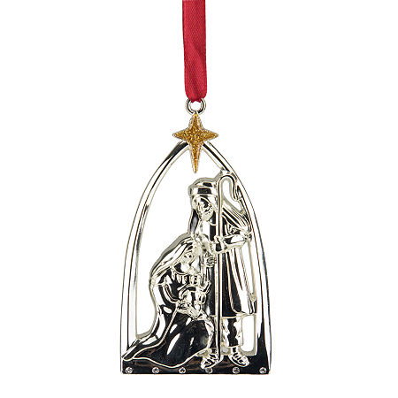Click here for 3.75 Silver-Plated Nativity Scene Christmas Orname... prices