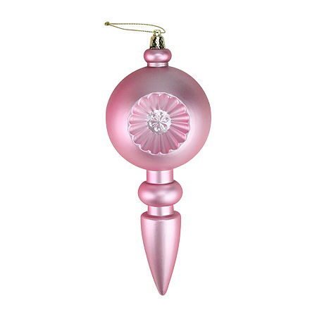 4ct Bubblegum Pink Shatterproof Matte Retro Reflector Christmas Finial Ornaments 7.5  One Size  Pink