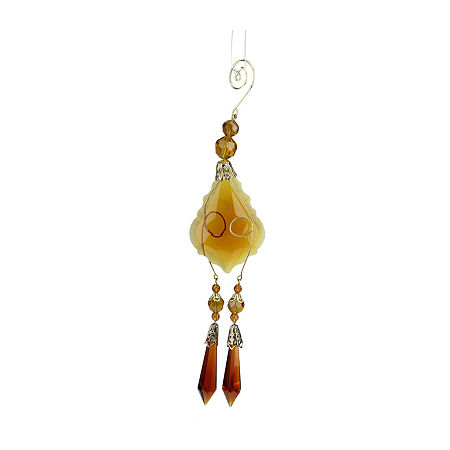 Click here for 9 Amber and Gold Faceted Beads Christmas Pendant O... prices