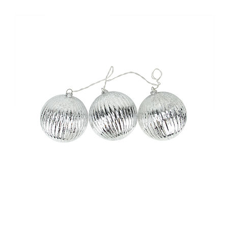 Click here for Set of 3 Lighted Silver Mercury Glass Finish Ribbe... prices