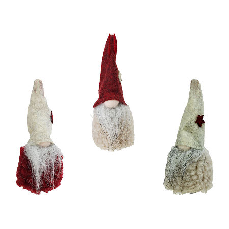Click here for Set of 3 Red and Beige Plush Gnome Hanging Christm... prices