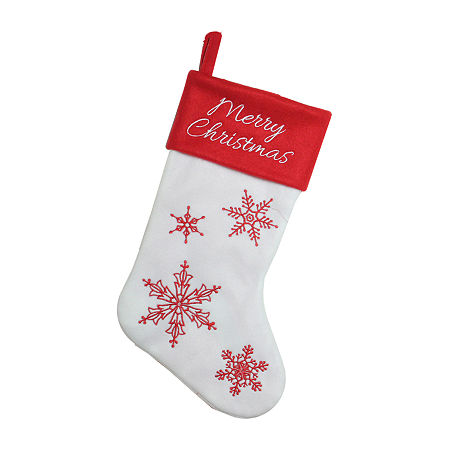 Click here for 15.25 Red and White Snowflake Embroidered Christma... prices