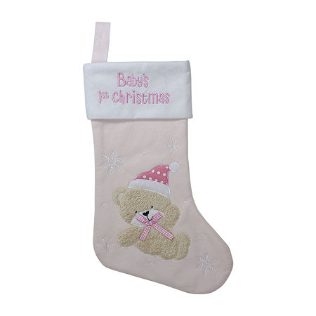 Northlight Babys 1st Christmas Embroider Teddy Bear Christmas Stocking - White