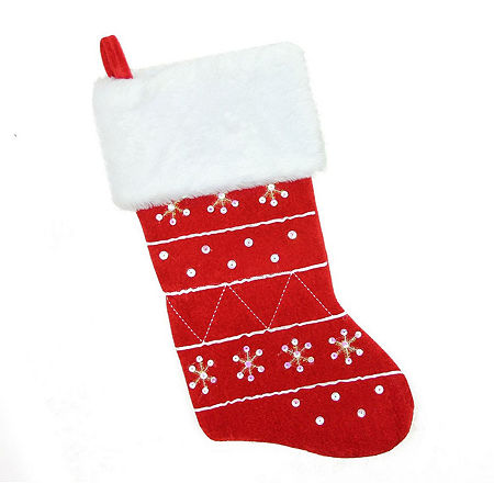 Click here for 19 Red and White Embroidered Snowflake Cuffed Chri... prices