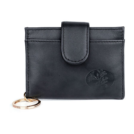 Julia Buxton Womens Heiress Pik-Me-Up Tab Card Case Wallet - Black