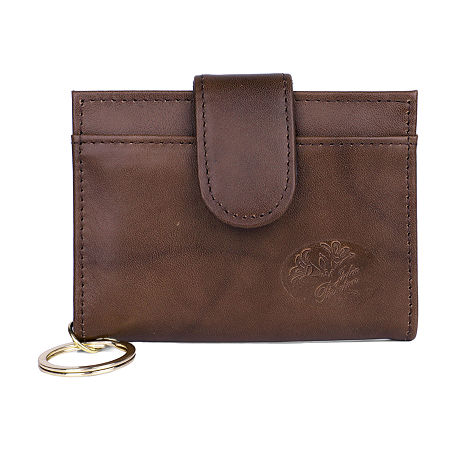 Julia Buxton Womens Heiress Pik-Me-Up Tab Card Case Wallet - Mahogany