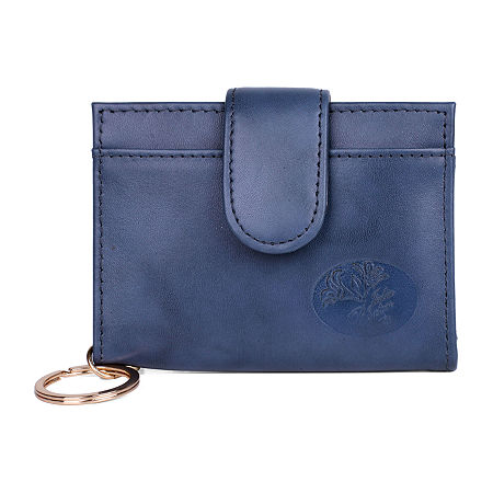 Julia Buxton Womens Heiress Pik-Me-Up Tab Card Case Wallet - Navy