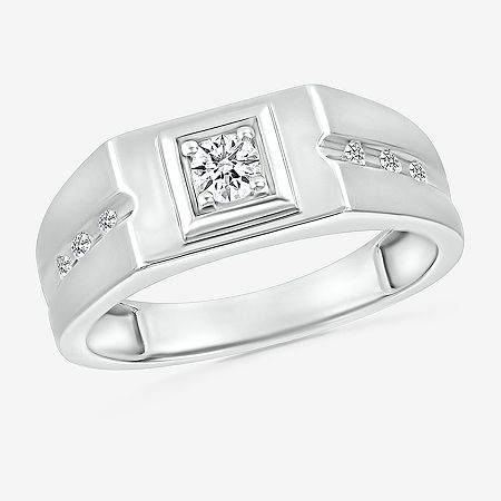Click here for Mens 3MM 1/4 CT. T.W. Natural White Diamond 14K Wh... prices