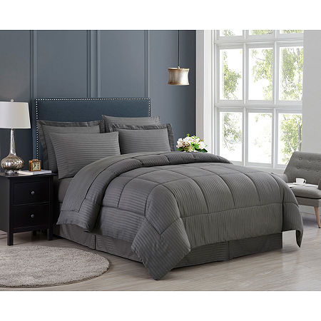 Click here for Sweet Home Collection 8pc. Embossed Dobby Stripe B... prices