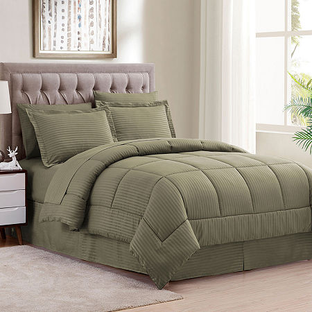 Click here for Sweet Home Collection 8pc. Embossed Dobby Stripe B... prices