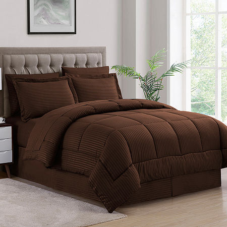 Sweet Home Collection 8pc. Embossed Dobby Stripe Bed In A Bag