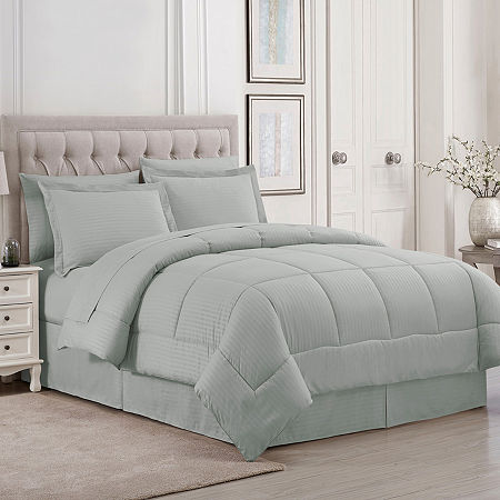 Sweet Home Collection 8pc. Embossed Dobby Stripe Bed In A Bag