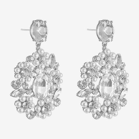 Click here for Monet Jewelry Womens Glass Simulated Pearl Oval Hy... prices