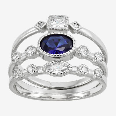 Womens Lab Created Blue Sapphire Sterling Silver Stackable Ring - JCPenney