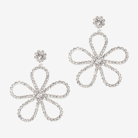 Click here for Bijoux Bar Silver Tone Womens Glass Flower Drop Ea... prices