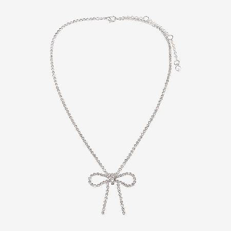 Click here for Bijoux Bar Silver Tone Womens Glass Bow 16 Inch Pe... prices