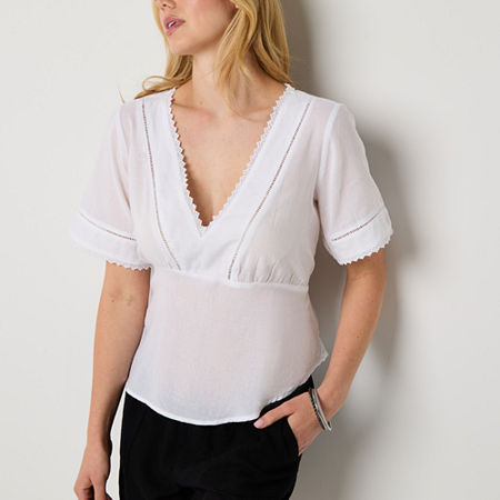 Click here for a.n.a Ladder Trim Womens V Neck Short Sleeve Blous... prices