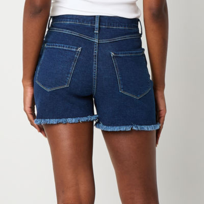 a.n.a Womens Highest Rise Front Yoke Denim Short, Color: Dk Indigo ...