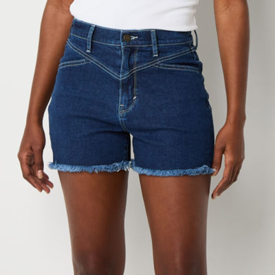 a.n.a Womens Highest Rise Front Yoke Denim Short, Color: Dk Indigo ...