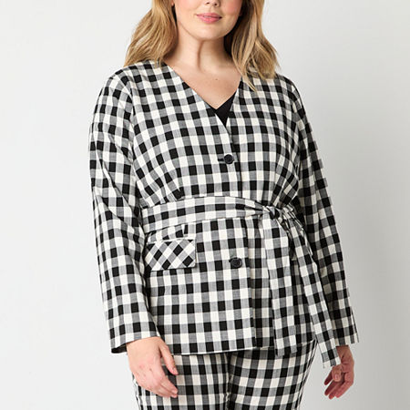 Click here for Liz Claiborne Womens Gingham Classic Fit Plus Blaz... prices