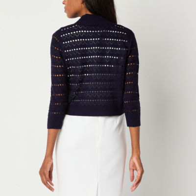 Perceptions Womens 3/4 Sleeve Chevron Shrug Petite