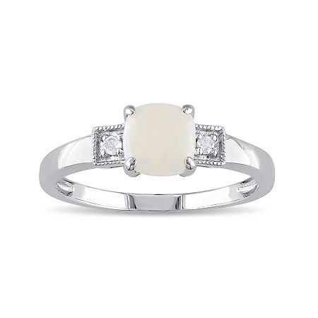 Click here for Genuine Opal and Diamond-Accent Sterling Silver Ri... prices