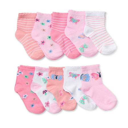 Click here for Piper & Jax Baby Girls 10 Pair Crew Socks  0-6 Mon... prices