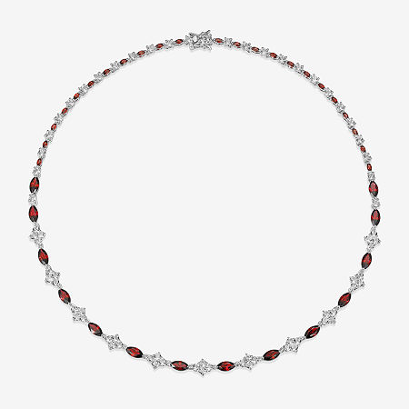 Click here for Womens Red Garnet Sterling Silver 18 Inch Tennis N... prices
