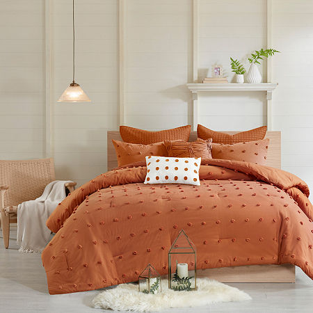 Intelligent Design Brooklyn Jacquard Cotton 7-Pc. Comforter Set  King/California King - Rust