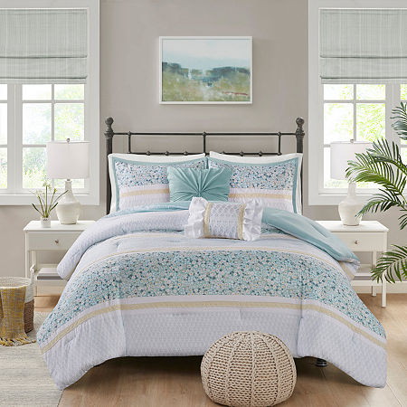 Madison Park Caralie Seersucker 5-Pc. Comforter Set  King/California King - Aqua