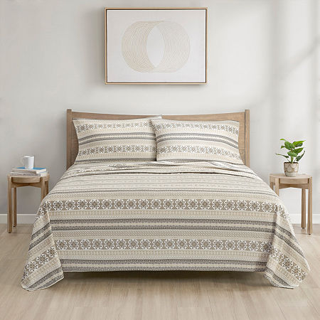 Madison Park Novelty Printed Cotton Flannel 4-Pc. Sheet Set  Queen - Gray  Taupe Nordic