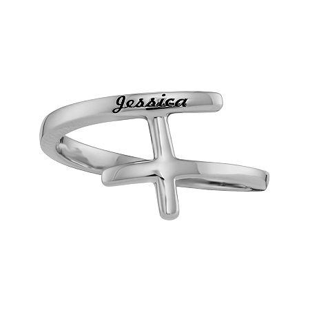Click here for Personalized 14K White Gold Sideways Cross Name Ri... prices