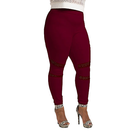 Click here for Womens Plus Size Curvy-Fit Lace Inset Pull-On Pont... prices