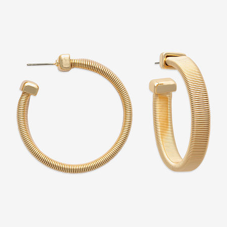 Click here for Bold Elements Gold Tone Womens 7.3mm Hoop Earrings... prices