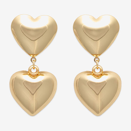 Click here for Bold Elements Gold Tone Womens Heart Drop Earrings... prices