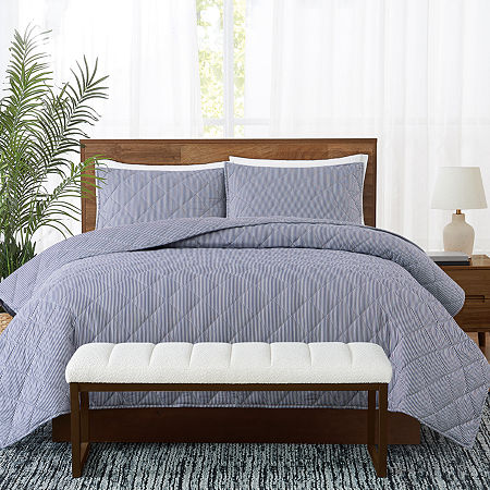 Click here for Brooklyn Loom Pinstripe Easy Care Quilt Set  One S... prices