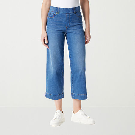Gloria Vanderbilt Amanda Shape Effect Womens High Rise Wide Leg Cropped Pants  16  Blue