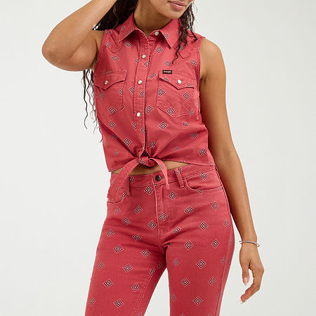 Click here for Wrangler Western Tie Front Womens Crew Neck Wester... prices