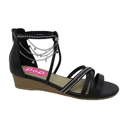Click here for Pop Womens Darelia Wedge Sandals  8 Medium  Black prices