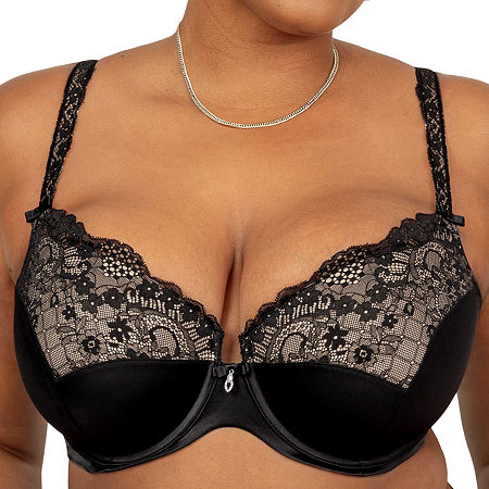 Click here for Curvy Couture Tulip Lace Push Up Bra-1017  D  Blac... prices