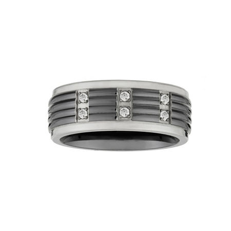 Click here for Mens 8MM 1/8 CT. T.W. Natural White Diamond Titani... prices