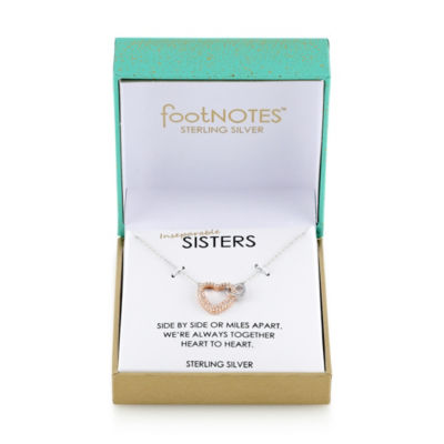 Footnotes Sisters Clear Sterling Silver Heart Pendant Necklace, Color ...