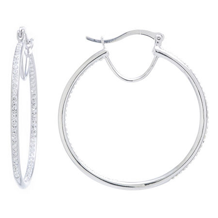 Click here for Sparkle Allure Pure Silver Over Brass Crystal Hoop... prices