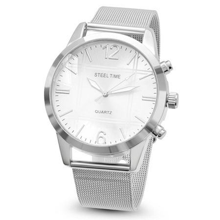 Click here for Steeltime Mens Silver Tone Stainless Steel Bracele... prices